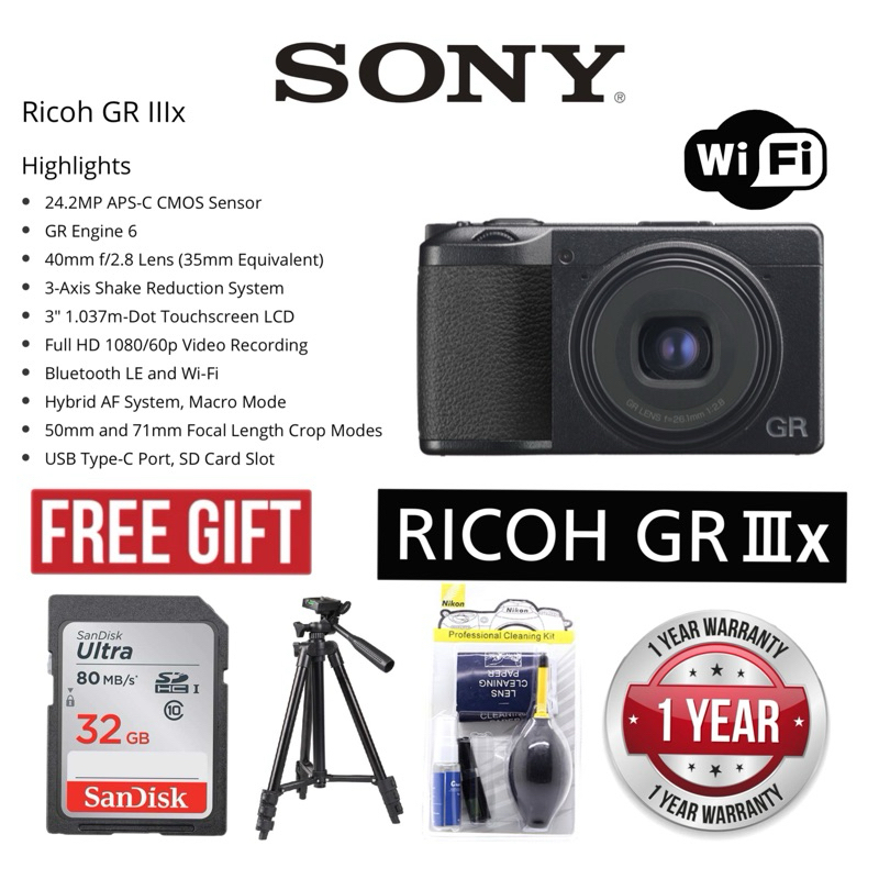 RICOH GR3X GR IIIX GR III X WIFI BLUETOOTH HYBRID AF SYSTEM 3 AXIS ...