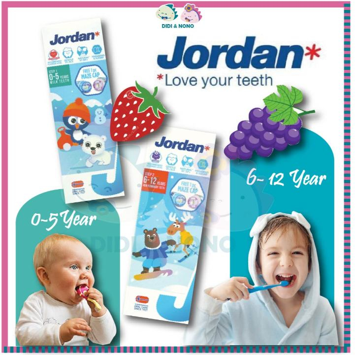 Jordan Kids Toothpaste Milk Teeth 0-5years 6-12years [[STRAWBERRY ...