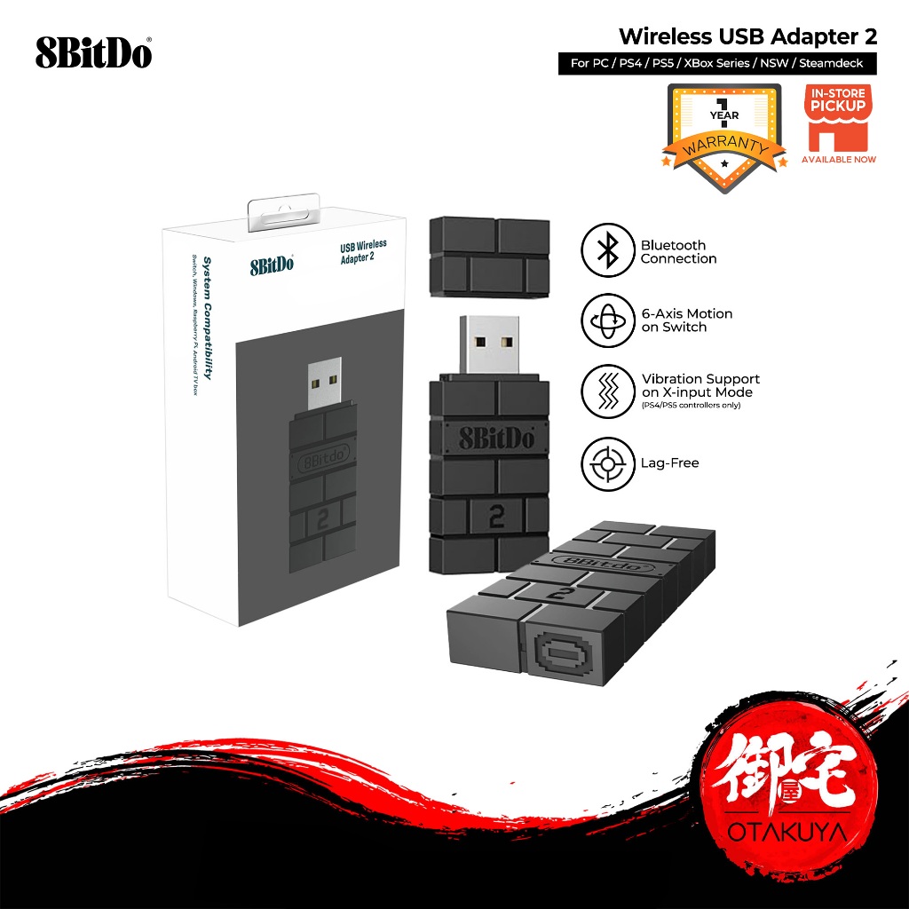 8Bitdo USB Wireless Bluetooth Adapter 2 For Window/PS5/PS4/Xbox Series ...