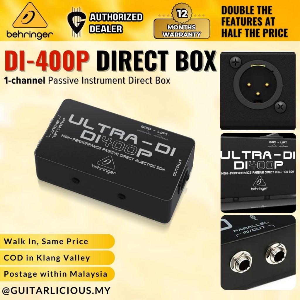 Behringer Ultra-DI DI400P 1-channel Passive Instrument Direct Box ( DI ...