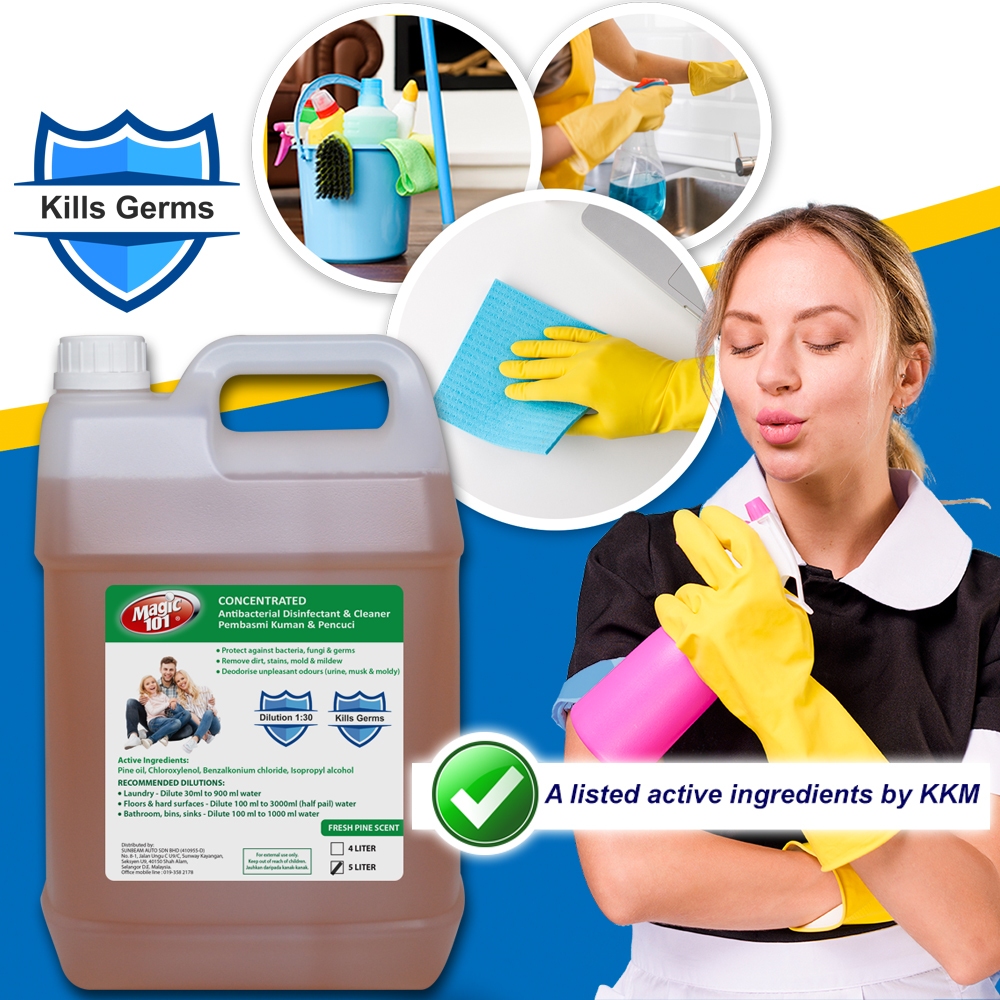 Magic101 Hard Surface Sanitizer Disinfectant Cleaner 5 Liter (Concentrated Pine scent) | Shopee ...