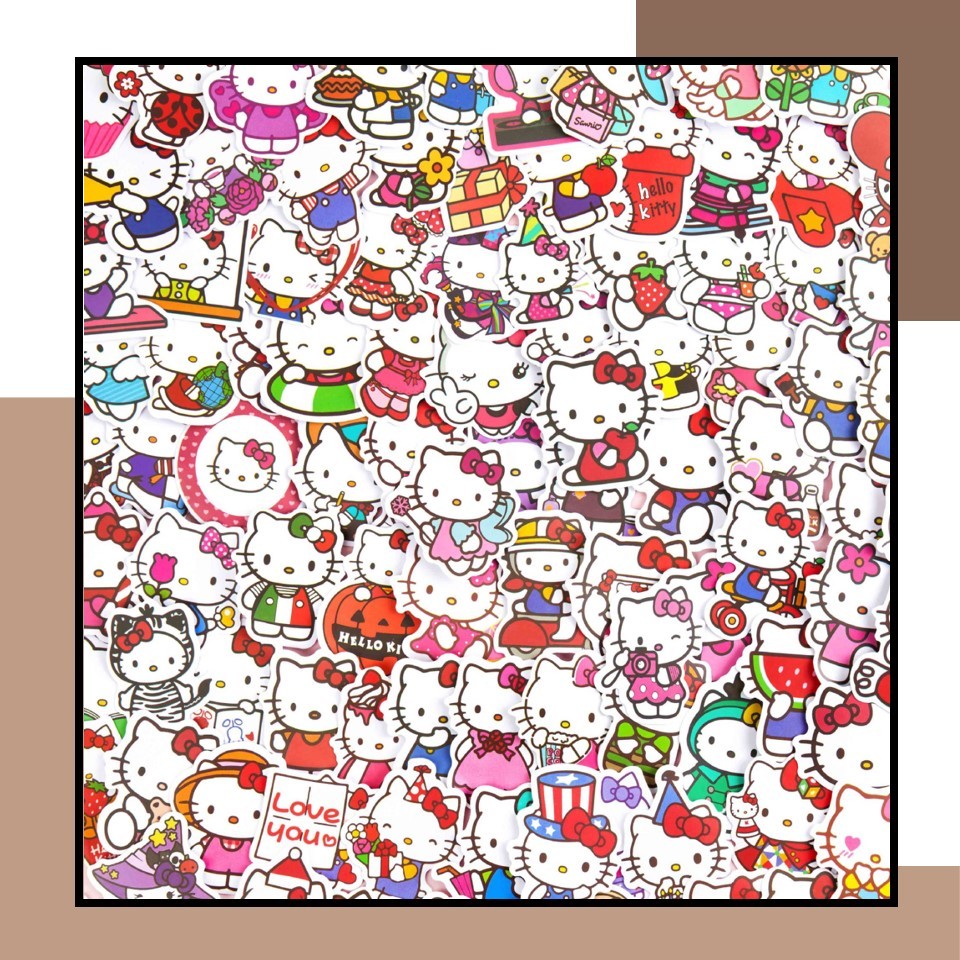 100pcs Cute Hello Kitty Sticker | Shopee Malaysia