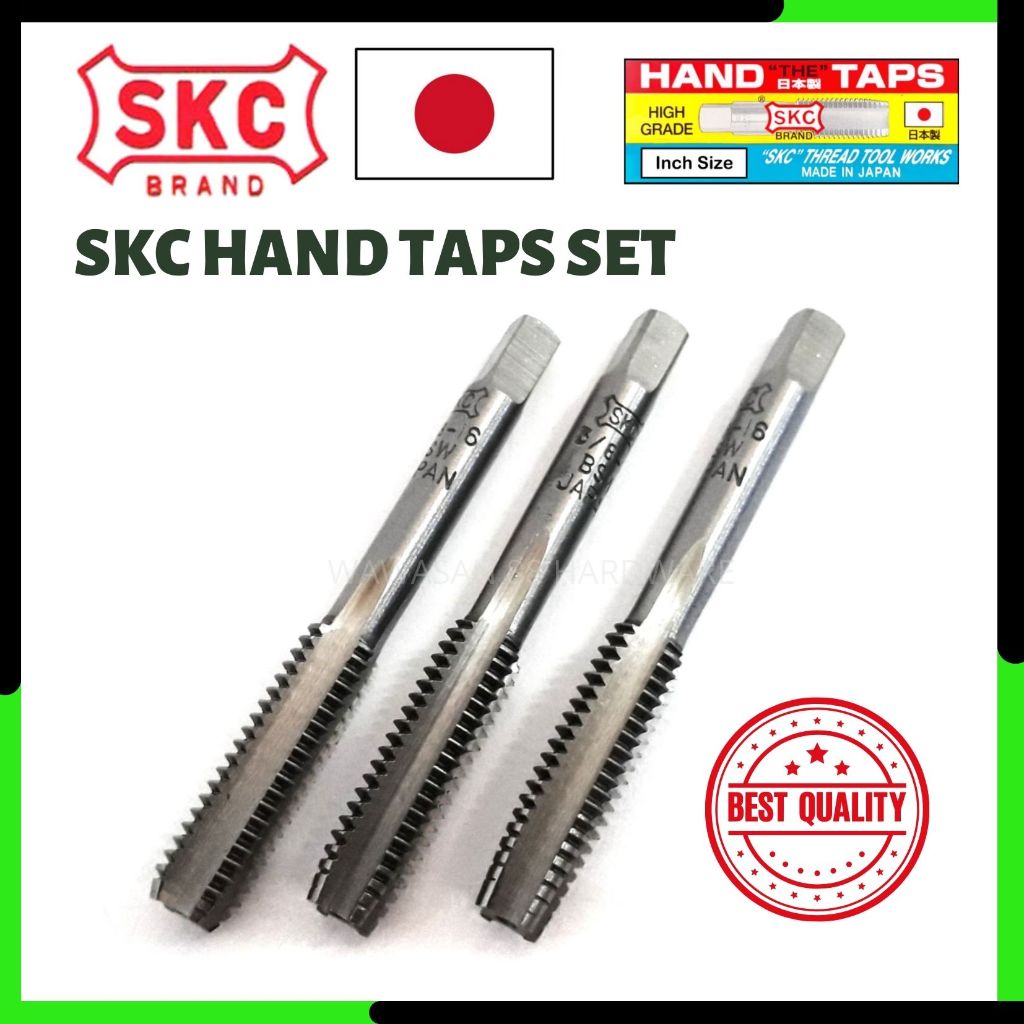 100% ORIGINAL 1/8" BSW - 3/4" BSW SKC Hand Tap Set Metric Set of 3PCS Inch Size MADE IN JAPAN ...