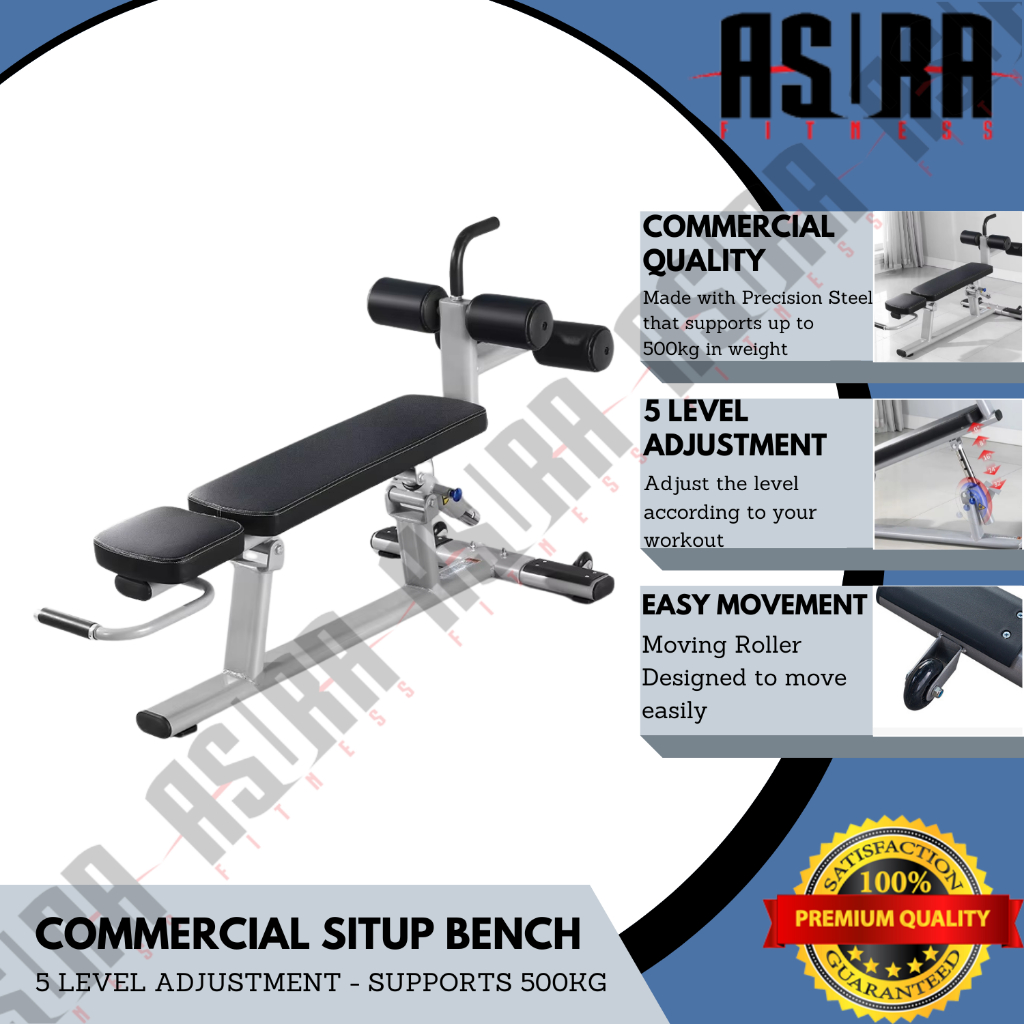 Asura Fitness Commercial Sit-Up Bench For Core Workouts and Decline ...