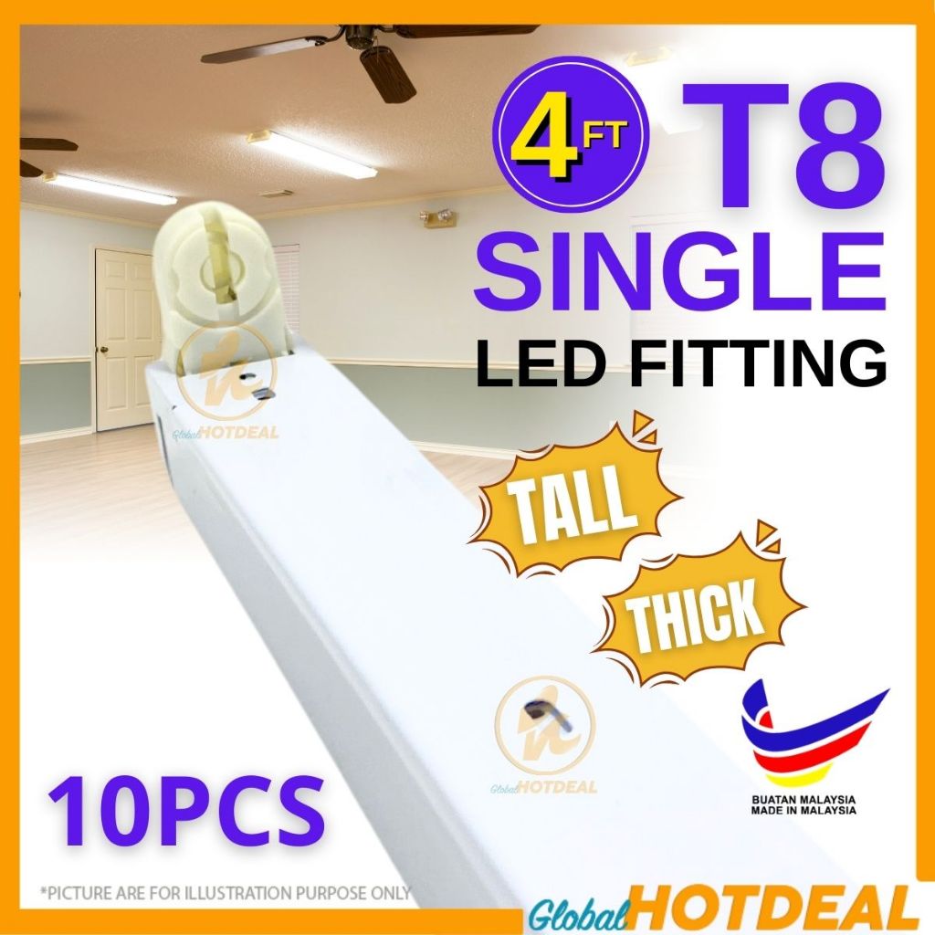 10pcs Single 4ft T8 Led Casing Local Thick Fitting Led Tube Light Lamp Lampu Case Lampu