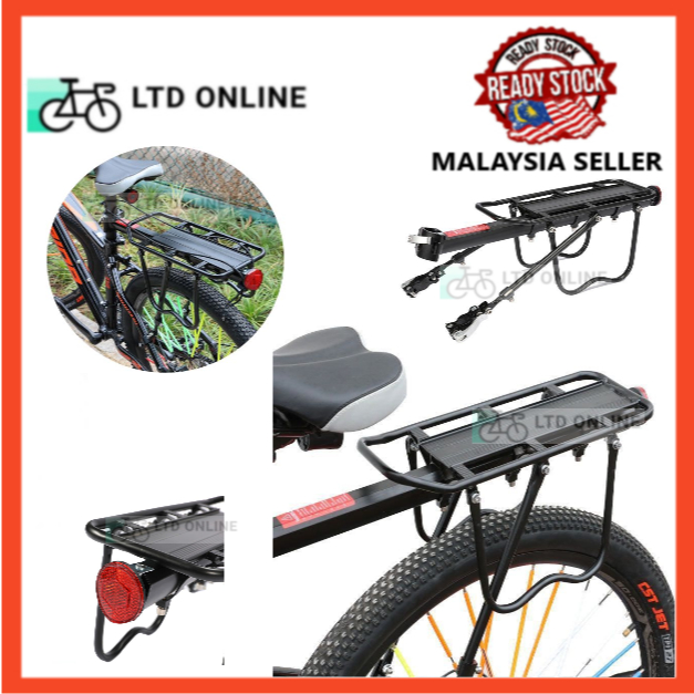 Black Bike Rear Rack Adjustable Bicycle Seat Aluminum Carrier Tempat ...
