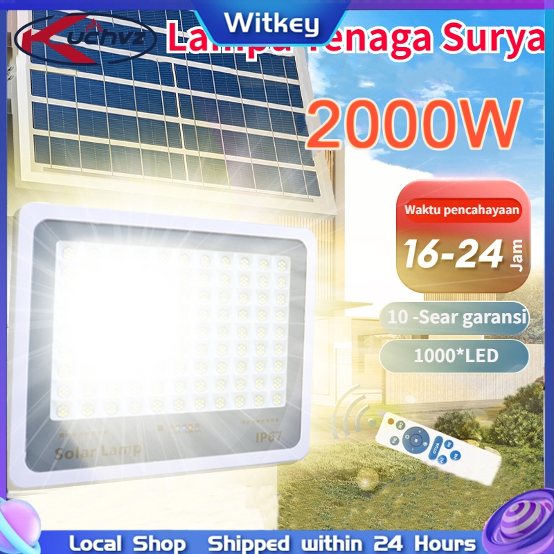 [Warm Light] Lampu Solar 2000W Solar Light Outdoor Lighting Waterproof ...