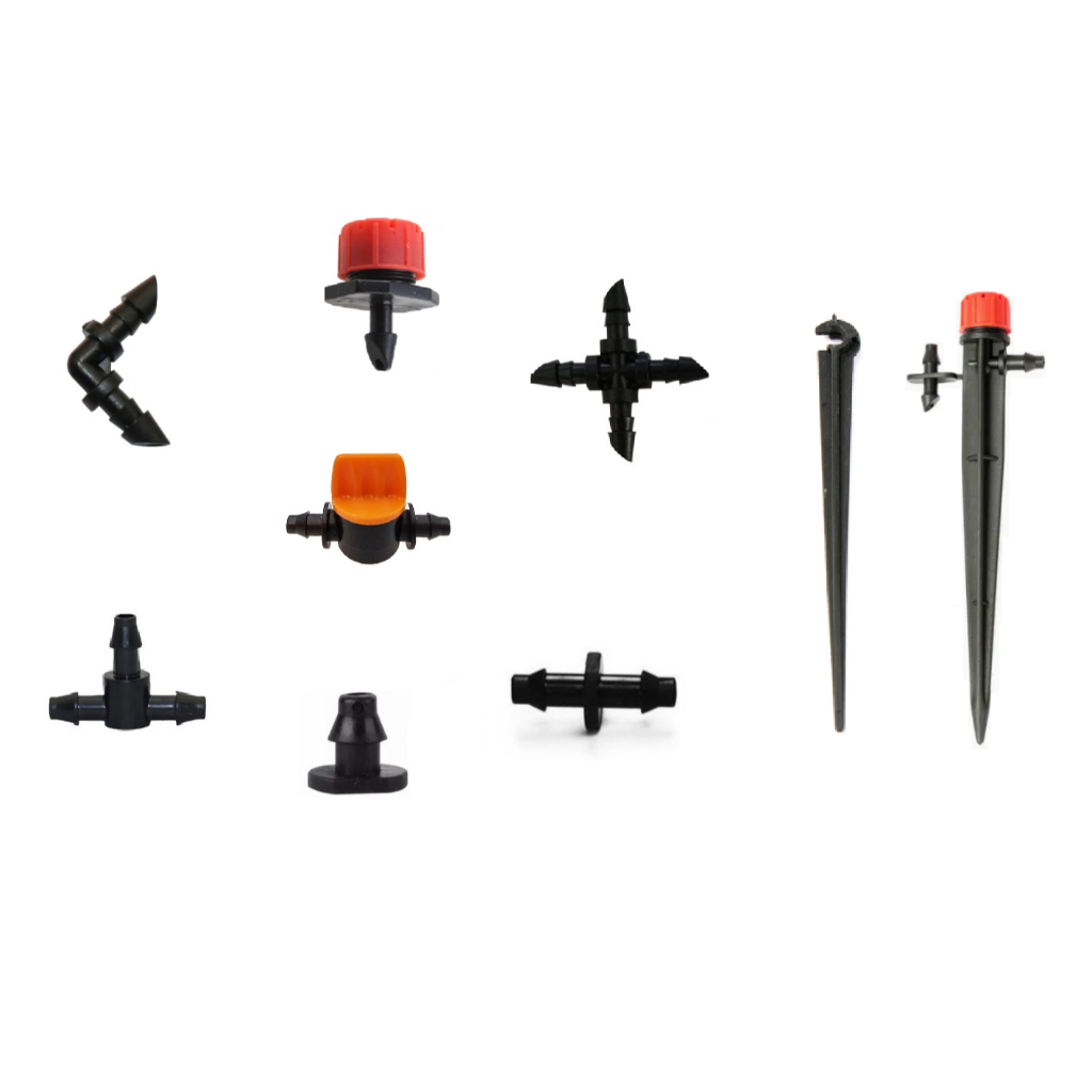 [100 PCS] 4mm connector micro tee / elbow / joiner / valve / endcap / 4 ...