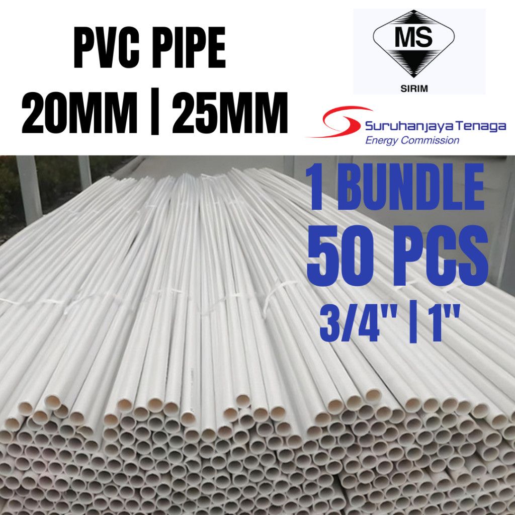 [50PCS BUNDLE] PUTRA SIRIM PVC CONDUIT PIPE 20mm/25mm / PAIP ELECTRIKAL SIRIM 3/4'' / 1 ...