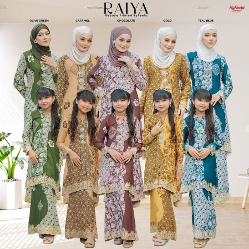 KEBAYA RAIYA CORAK BYREEFA, BLACK, MOSS GREEN, NAVY BLUE, ORANGE ...