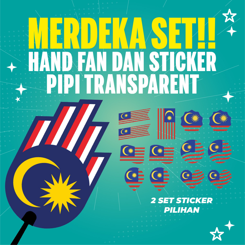 (AKSESORI MERDEKA) HAND FAN | KIPAS TANGAN MADANI + STICKER PIPI I SET ...