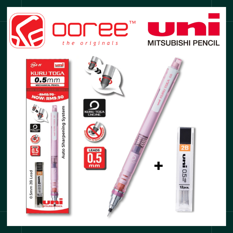 UNI MITSUBISHI PENCIL KURU TOGA MECHANICAL PENCIL 0.5MM WITH LEAD 2B ...