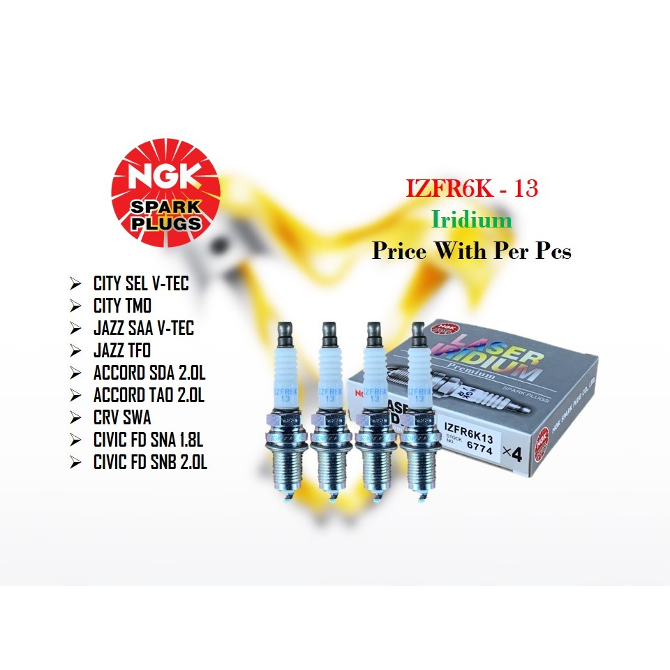 IZFR6K-13 NGK Laser Iridium Spark Plug - City SEL V-TEC TMO Jazz SAA V ...