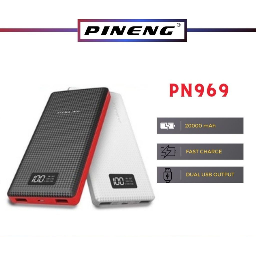 Pineng Power Bank PN-969 - Black/White (20000mAh) | Shopee Malaysia