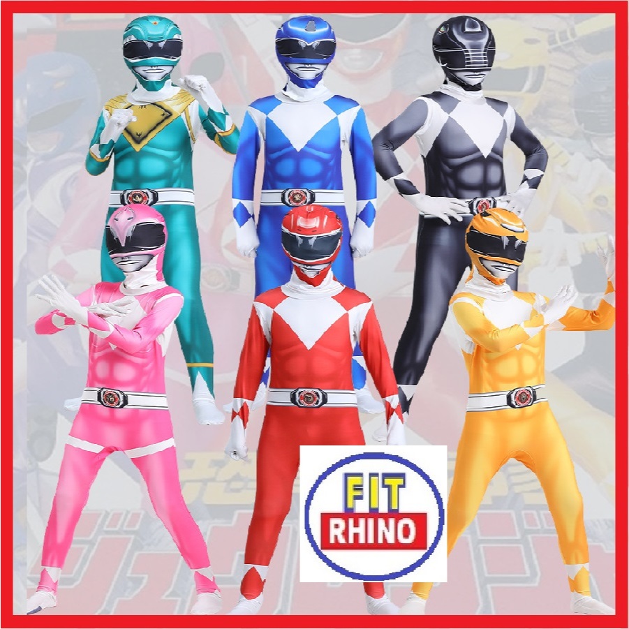 [ FITRHINO ] COSTUME POWER RANGER Kids adult Superhero Power Samurai ...