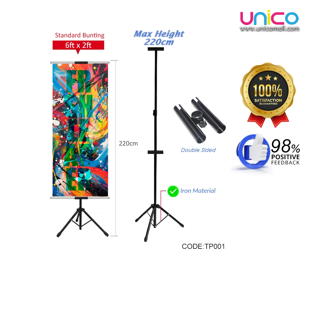 Unicomall Adjustable Tripod Bunting Stand Double Sided Poster Stand ...