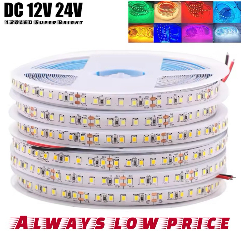 LED Strip 8mm DC12V DC24V 2835 120 LEDs 5 Meter LED Strip | Shopee Malaysia