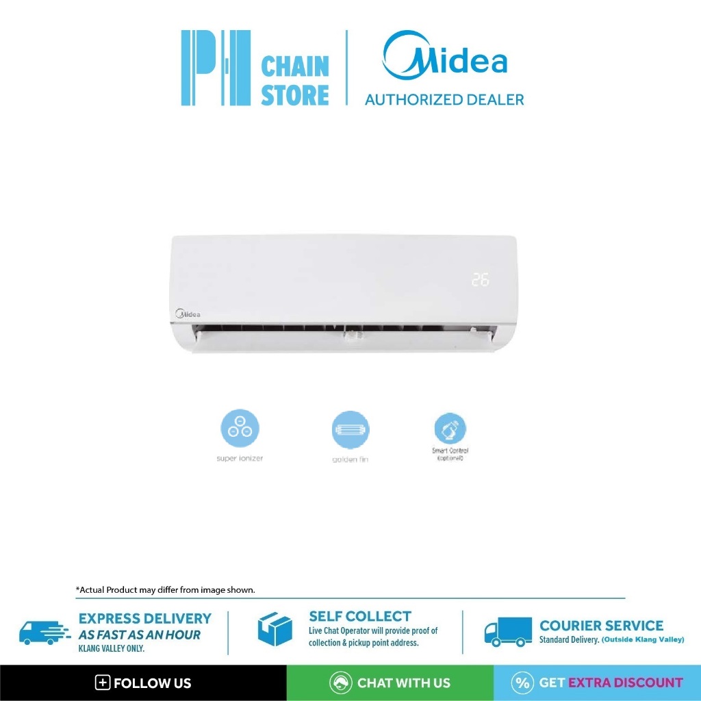 MIDEA 1.0HP - 2.5HP FAIRY SERIES R32 NON-INVERTER AIR CONDITIONER / AC MSMF-10CRN8 MSMF-13CRN8 ...