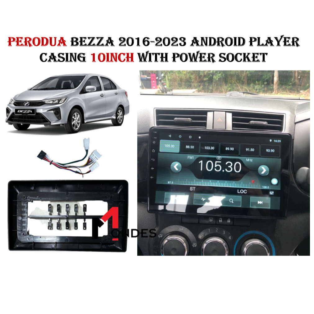 Android Player Casing 10 inch Perodua Bezza 2016-2024 (Black)(Low Spec ...