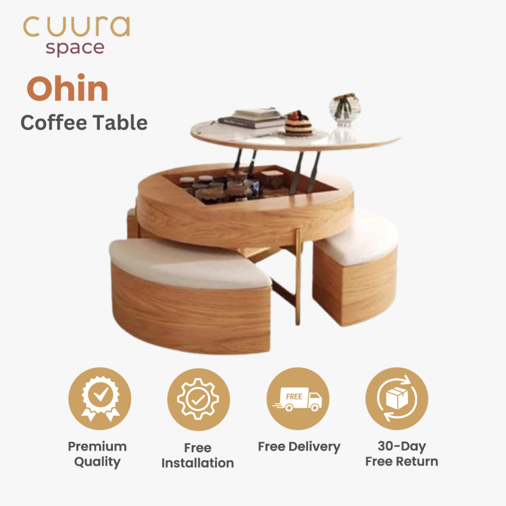 Ohin Coffee Table with Stool Set - Combines elegance and functionality ...