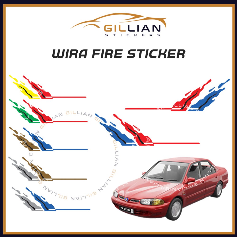Proton Wira Car Fire Stripe Side Body Stickers Design Outdoor Use ...