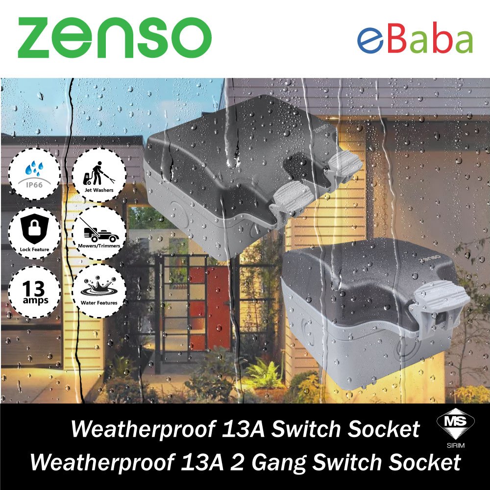 ZENSO IP66 Weatherproof Cover 13A / 15A Switch Socket (SIRIM APPROVED ...