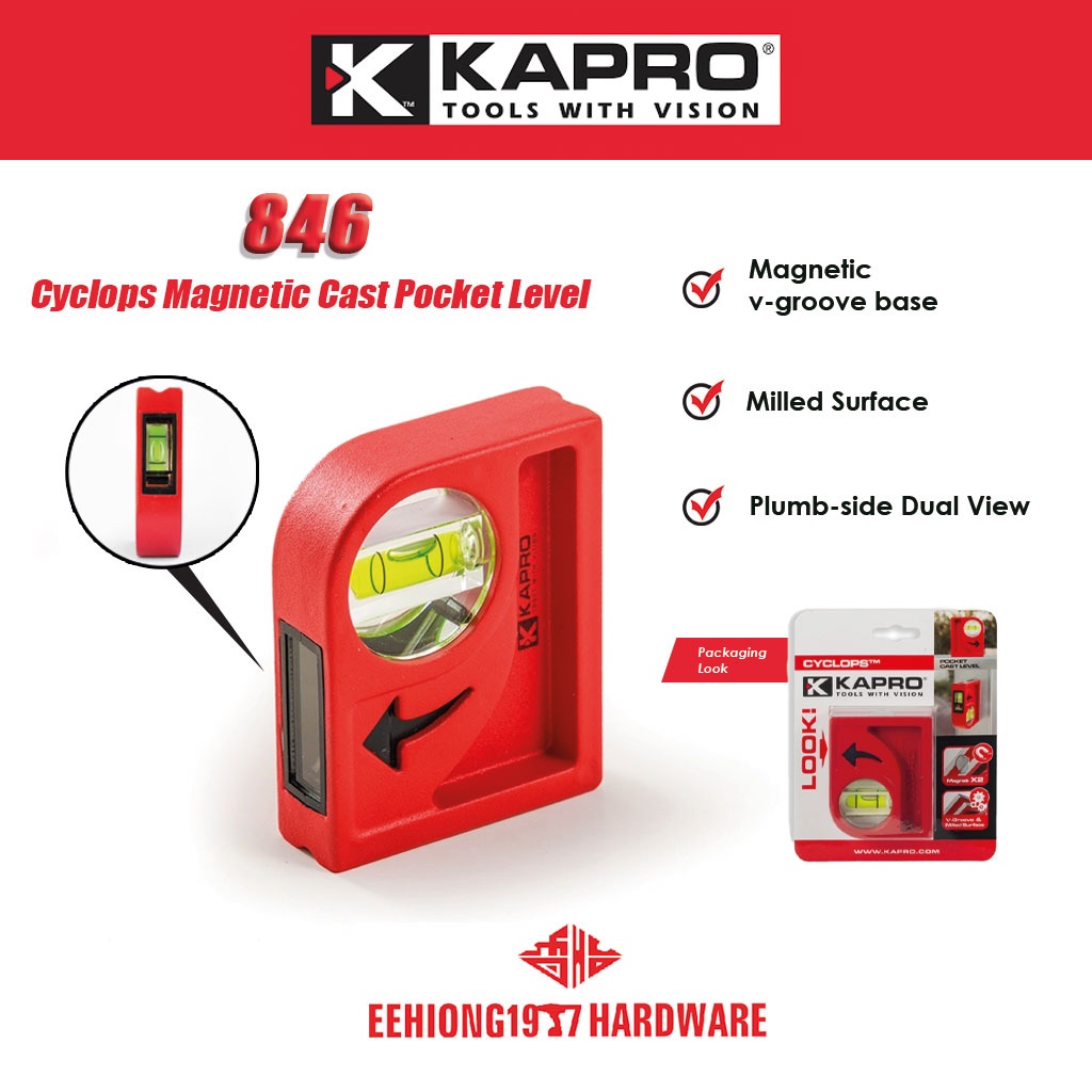 KAPRO 846 Cyclops Magnetic Cast Pocket Level with Plumb-site Dual View ...