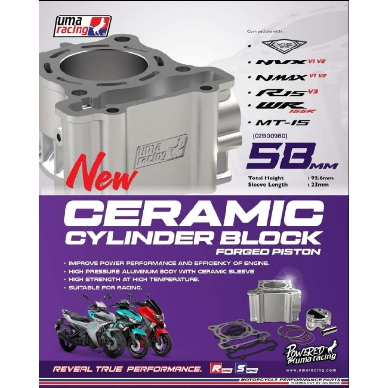 Uma Racing Yamaha Y16ZR Nvx 58mm Racing Ceramic Block Set with Forged ...