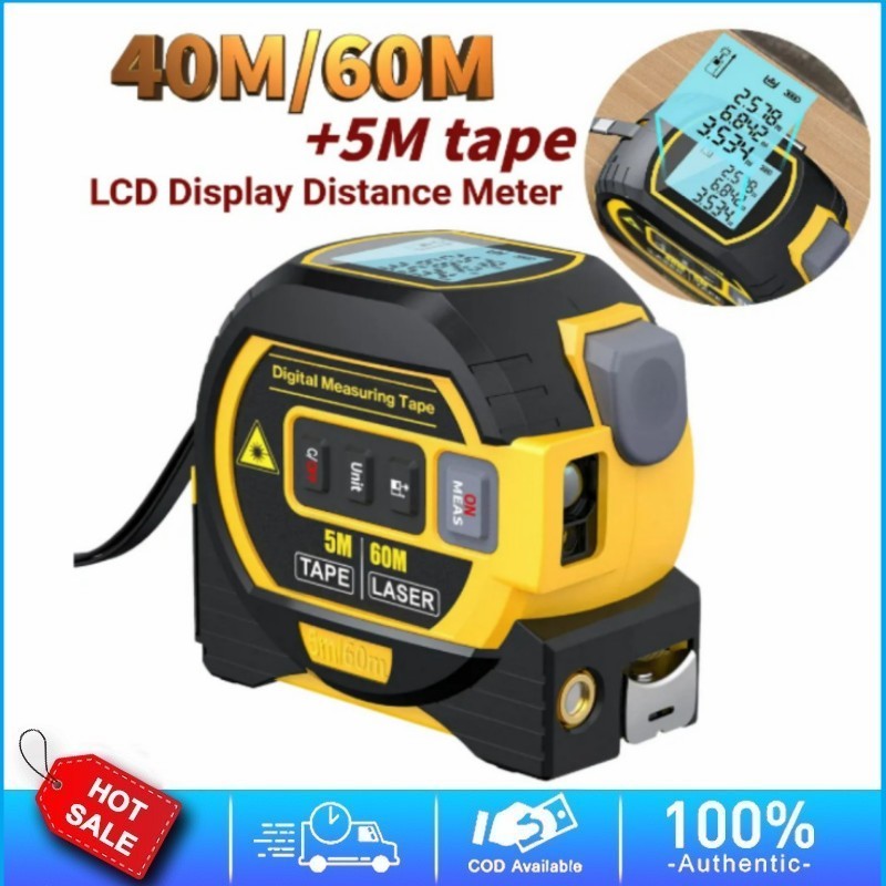 🔥🔥🔥3 in 1 Laser Rangefinder 5m Tape Measure Ruler LCD Display with ...