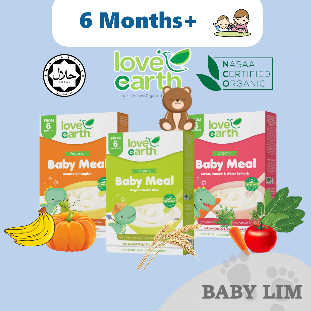 [EXP 12/25] Love Earth Organic Baby Rice Meal Cereal- For 6 Months+ 120g (20g*6 Packs) Halal ...