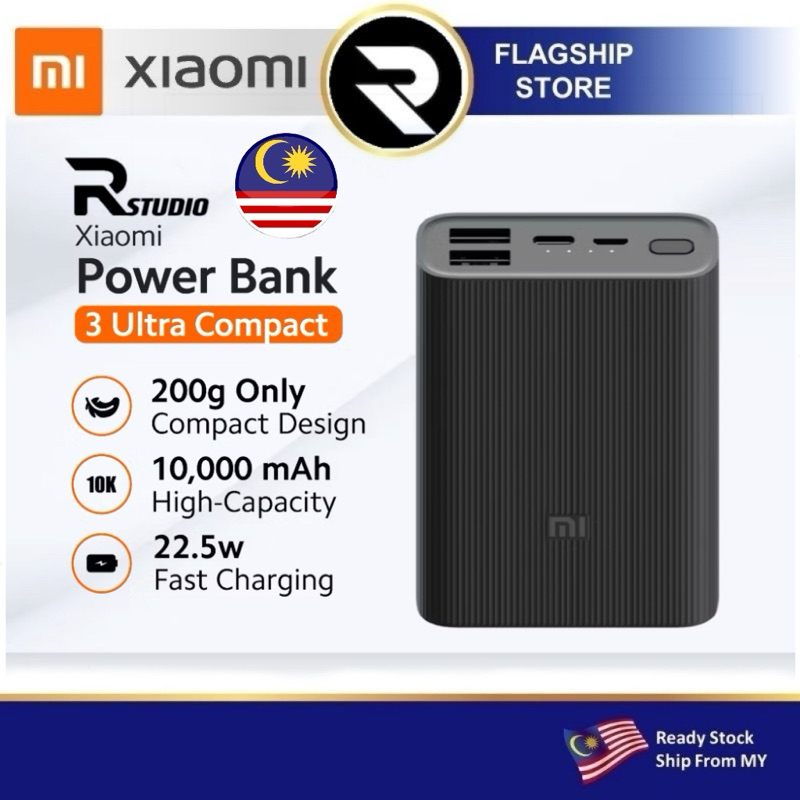 Xiaomi 10000mAh Power Bank 3 Ultra Compact | Fast Charging | Wide ...