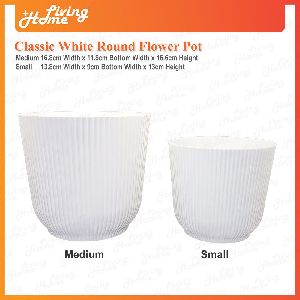 Classic White Round Plastic Flower Pot / Pasu Bunga Plastik Klasik ...