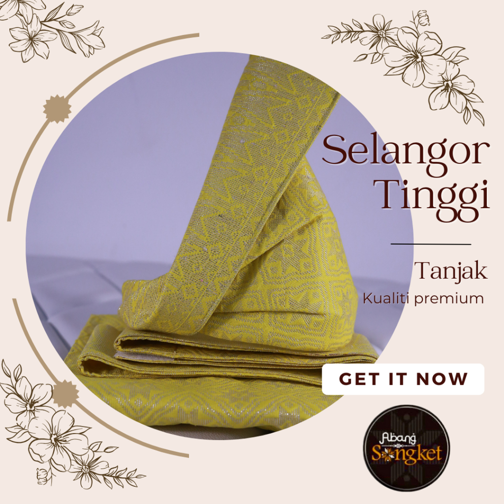 Tanjak Selangor Tinggi Set - Kuning & Perak Diraja Tradisional ...