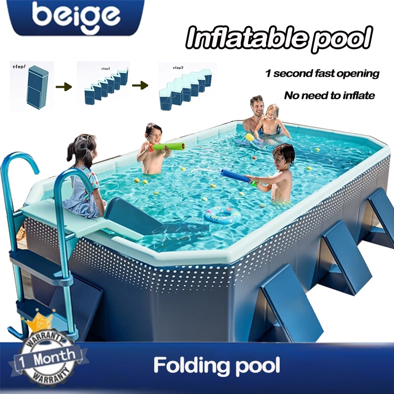 Beige Folding Swimming pool Kids Pool Big Size Kolam Renang Kolam Mandi ...