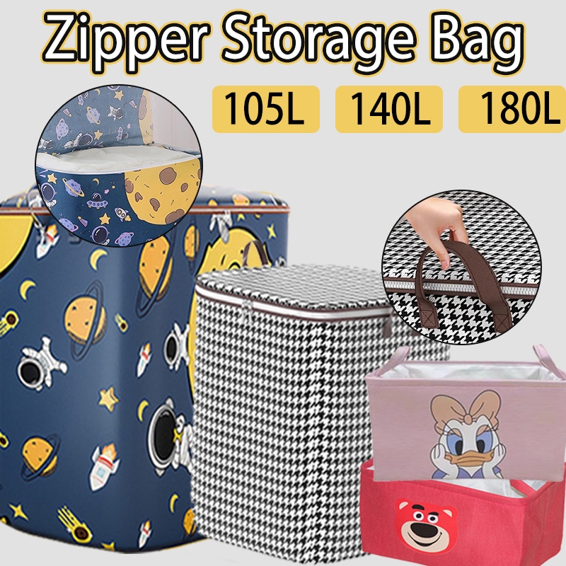 105/140/180L/220L Clothes Storage Bag Foldable Bag Storage Zipper Double Zipper Quilt Toy ...
