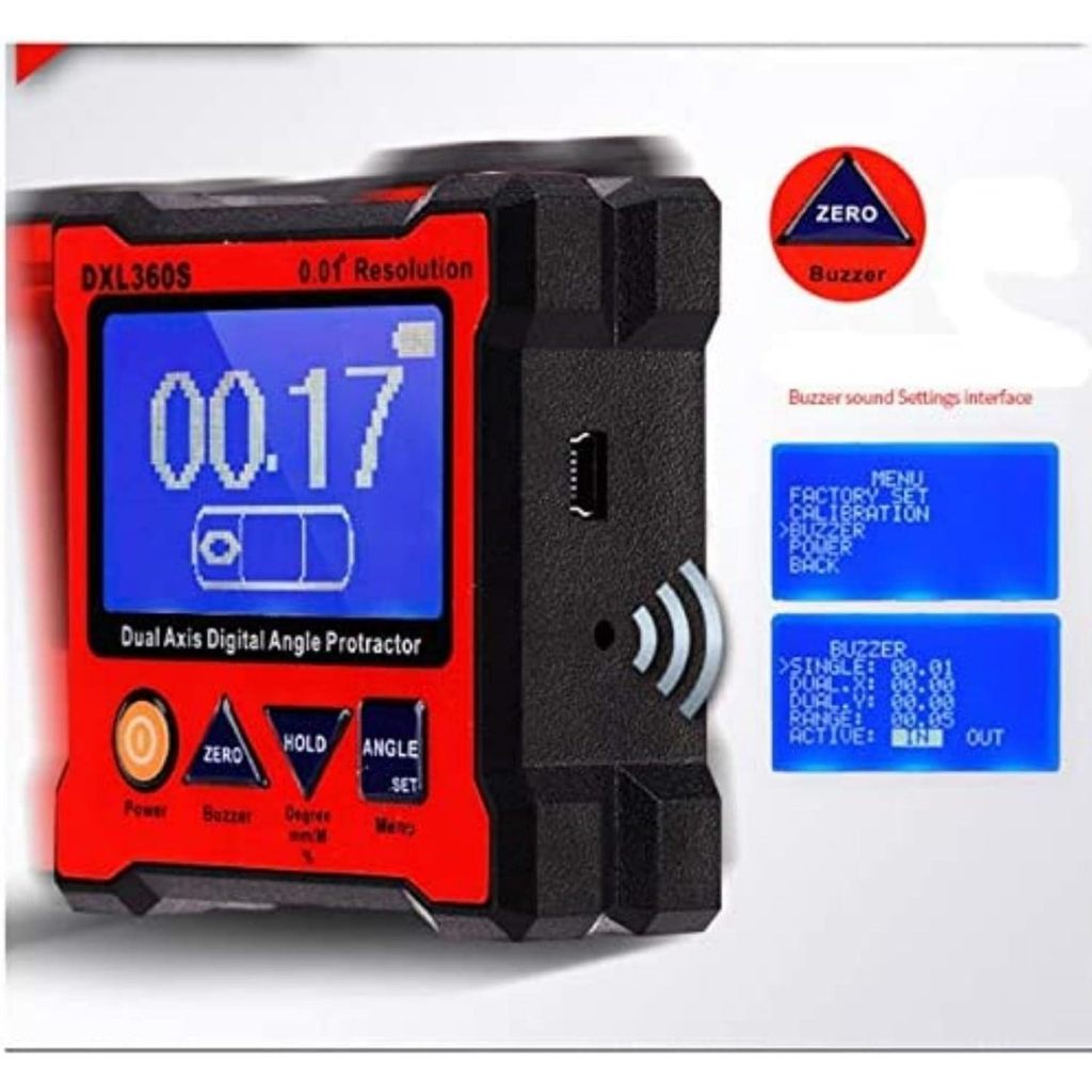 DXL360S Digital Protractor Inclinometer Dual Axis Level Measure Box ...