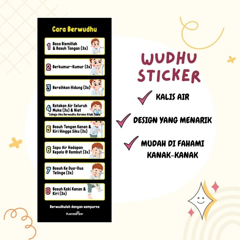 Wudhu Sticker untuk kanak kanak pelajar kalis air ready stock | Shopee ...