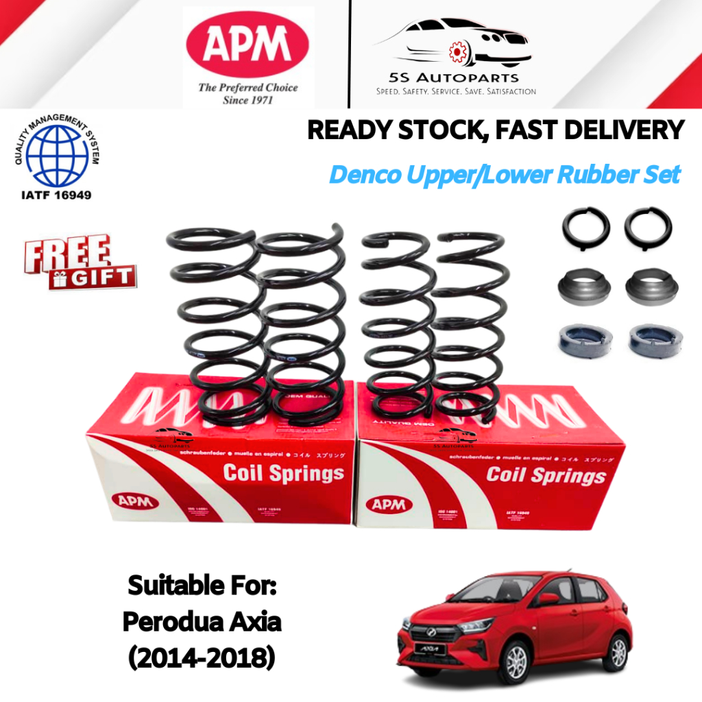 APM Perodua Axia (2014-2022) Standard Coil Spring Front (Depan) & Rear ...