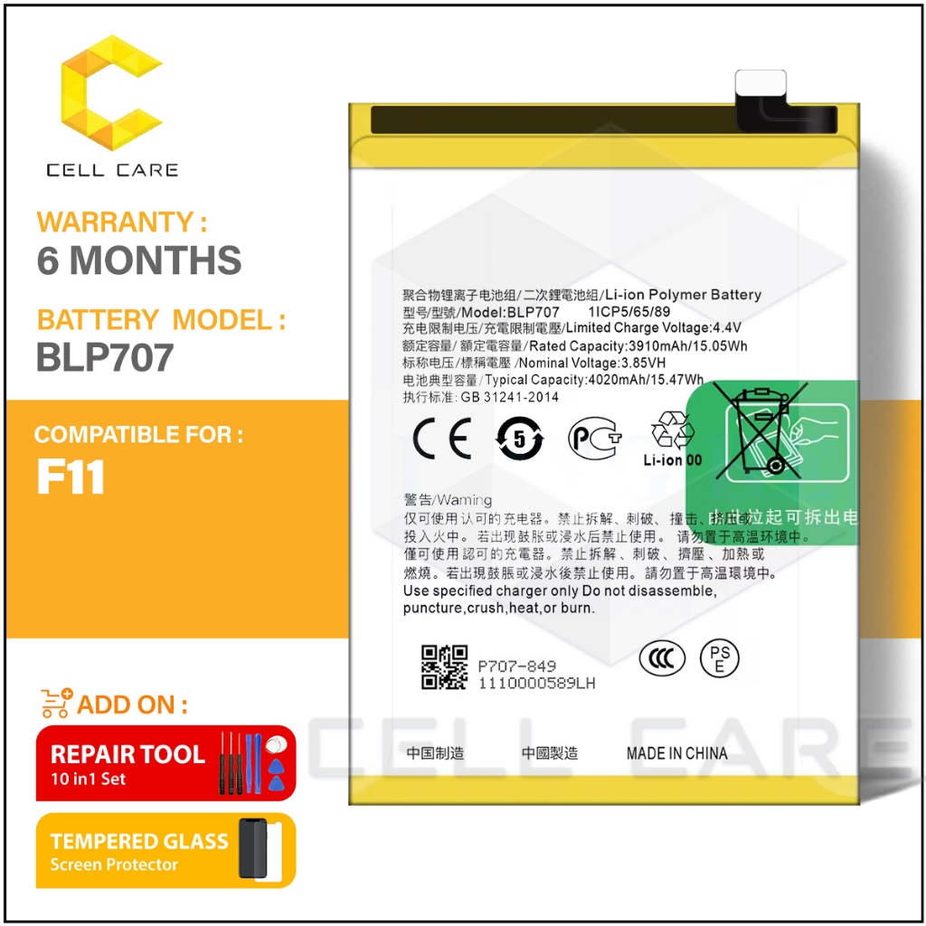 Battery Compatible For OPPO F11 CPH1913 CPH1911 BLP707 (3910 mAh ...