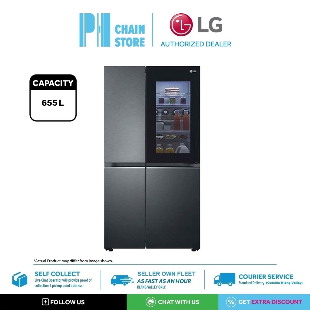 LG 655L Side by Side Inverter Fridge in Matte Black Finish | InstaView ...