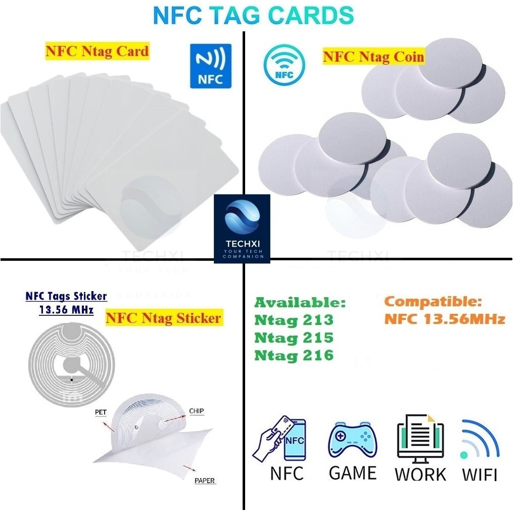 NFC Ntag 213 /215 / 216 White Blank Card / Coin / Sticker for Amiibo ...