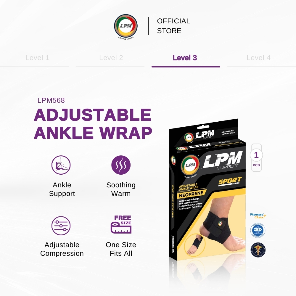 LPM Ankle Support 568 Adjustable Ankle Guard Neoprene Material to Prevent Ankle Sprain in Sport ...