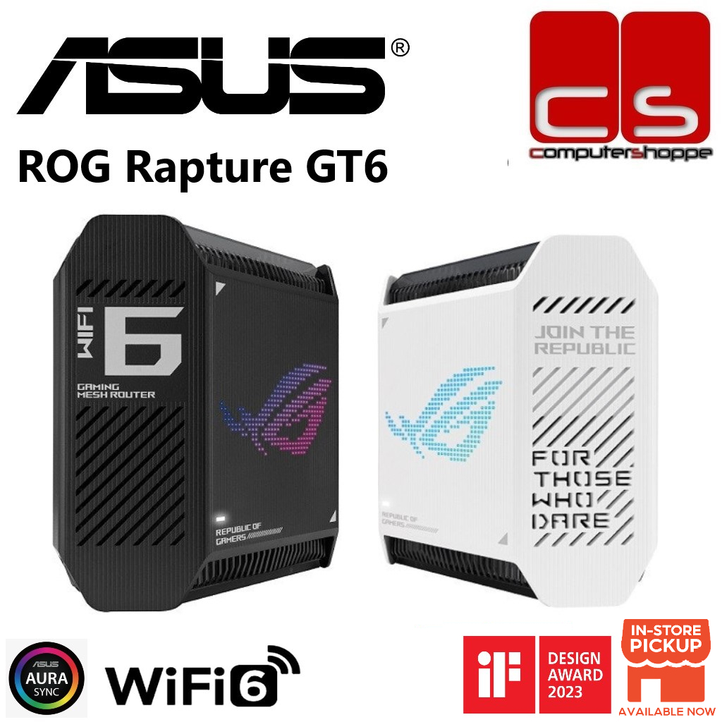 ASUS ROG Rapture GT6 Tri-Band WiFi 6 Gaming Mesh WiFi System - Black ...