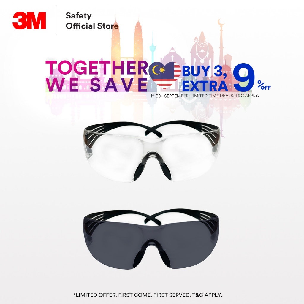 3M™ SF300AF SecureFit Lightest Safety Eyewear/ SF301AF Clear Lens ...