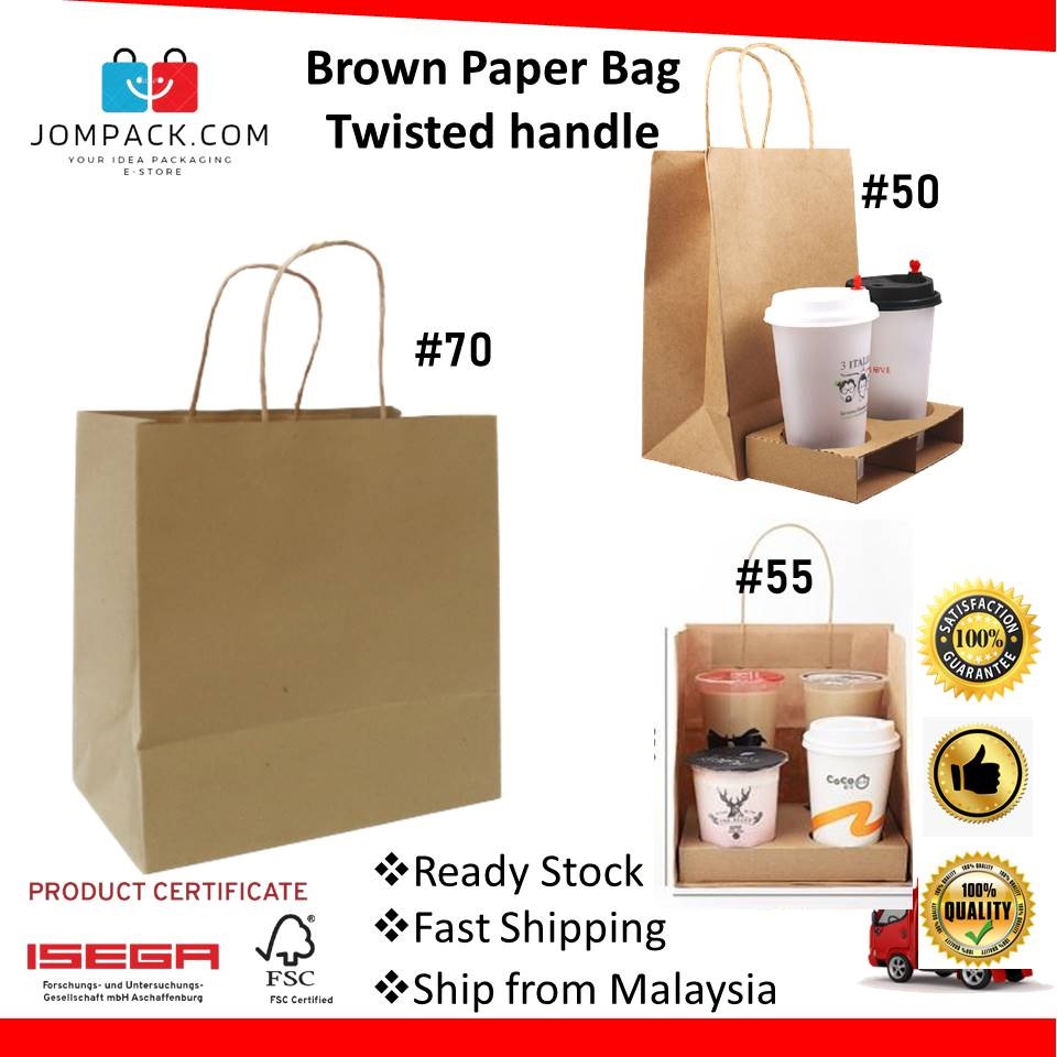 BROWN KRAFT TWISTED HANDLE PAPER BAG FSC Certified Good Quality Paper ...