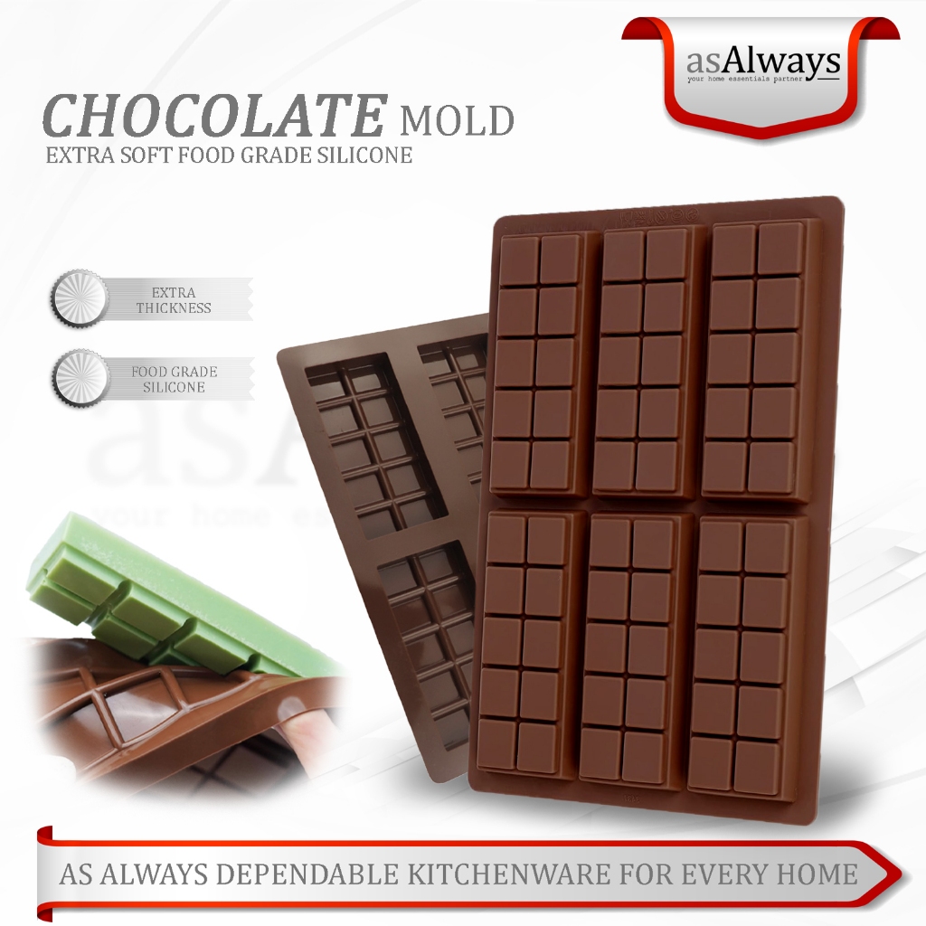 ASALWAYS Silicone Chocolate Mold 巧克力摸具 acuan coklat Bars Making Set ...