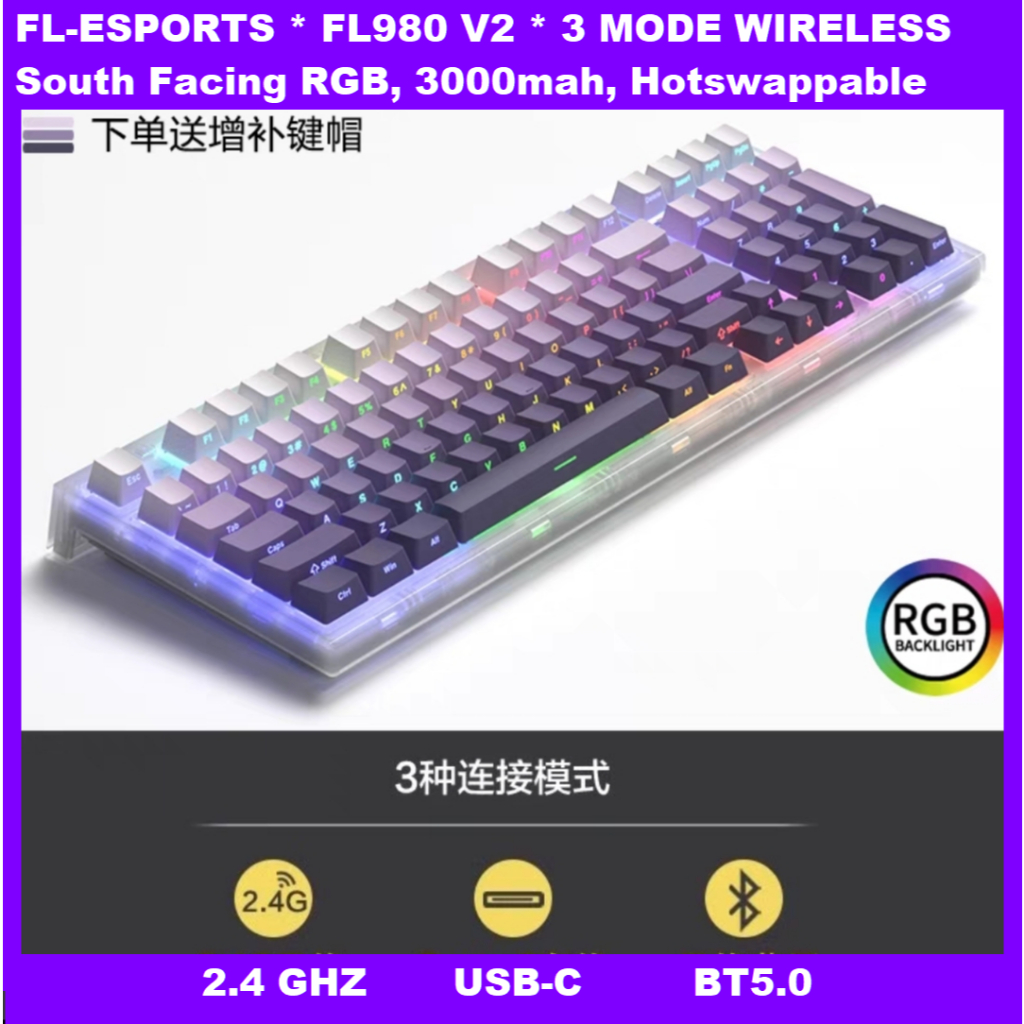 FL ESports FLCMMK FL980 V2 Full Build Keyboard | Shopee Malaysia