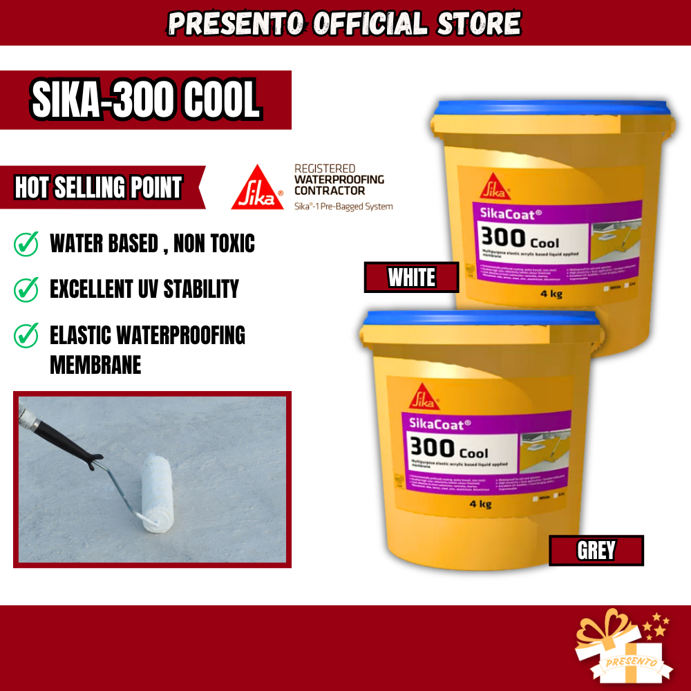 Sika® Sikacoat 300 Cool 4KG Multipurpose Elastic Acrylic Waterproof For ...