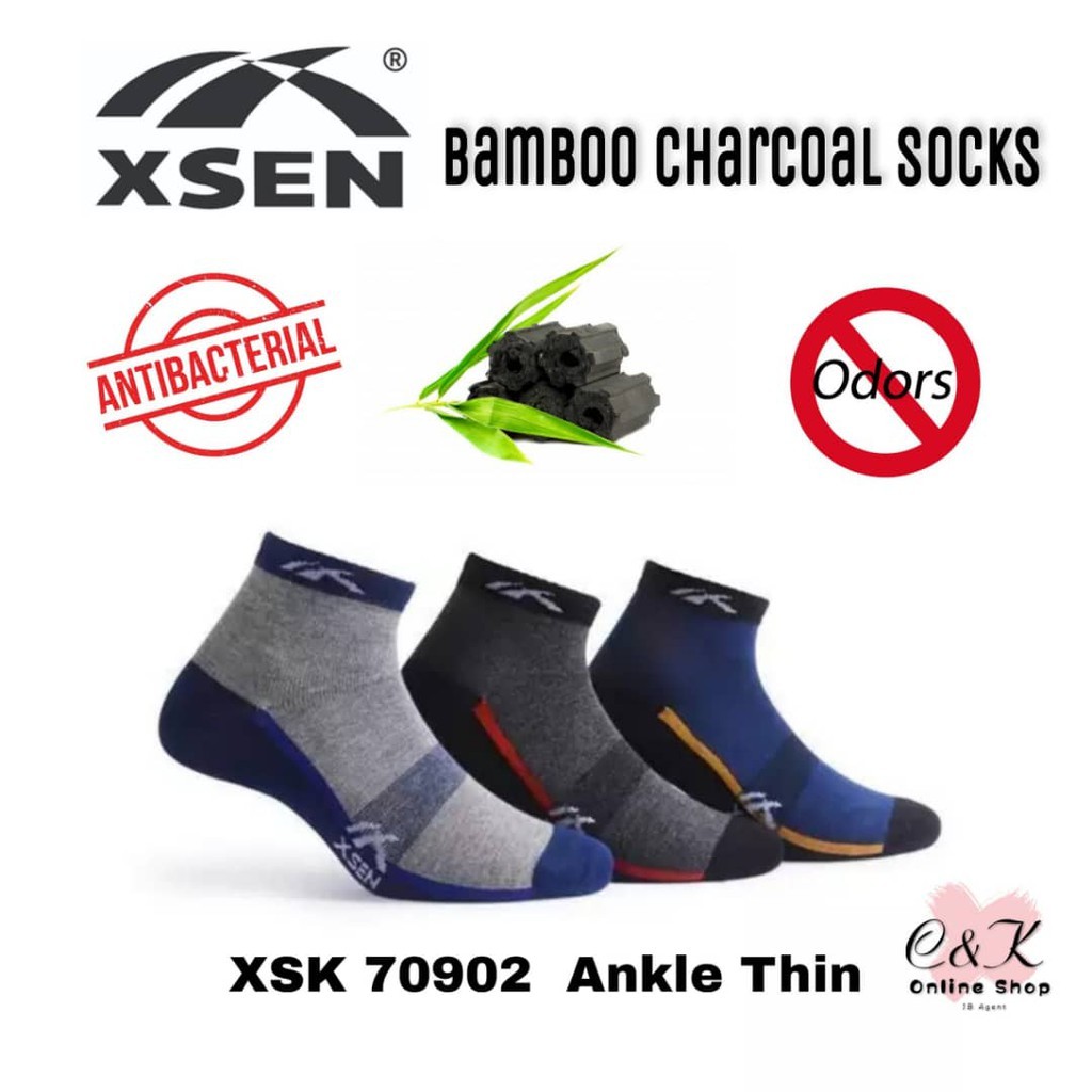 🇲🇾Ready Stock🇲🇾Xsen Bamboo Socks XSK 70902/Stoking Anti-Bau XSK 70902(Xsen竹炭防臭短袜) | Shopee Malaysia