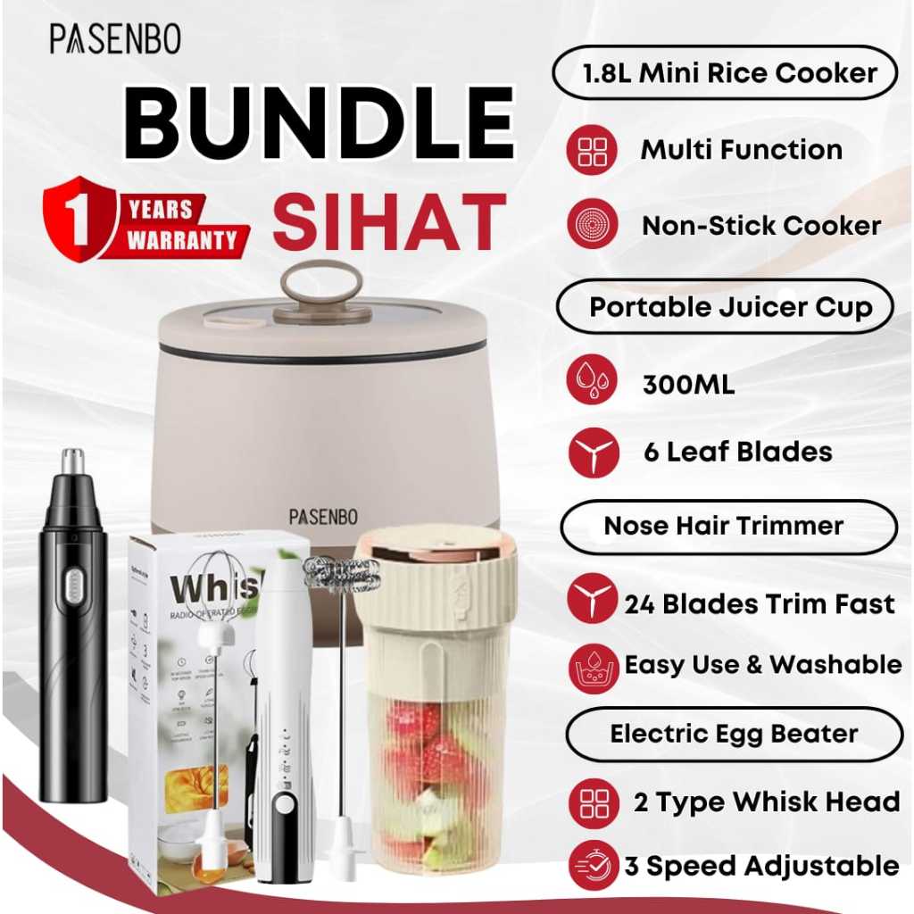 Pasenbo 1.8L Multi Function Mini Rice Cooker Stainless Steel Fast Heat ...